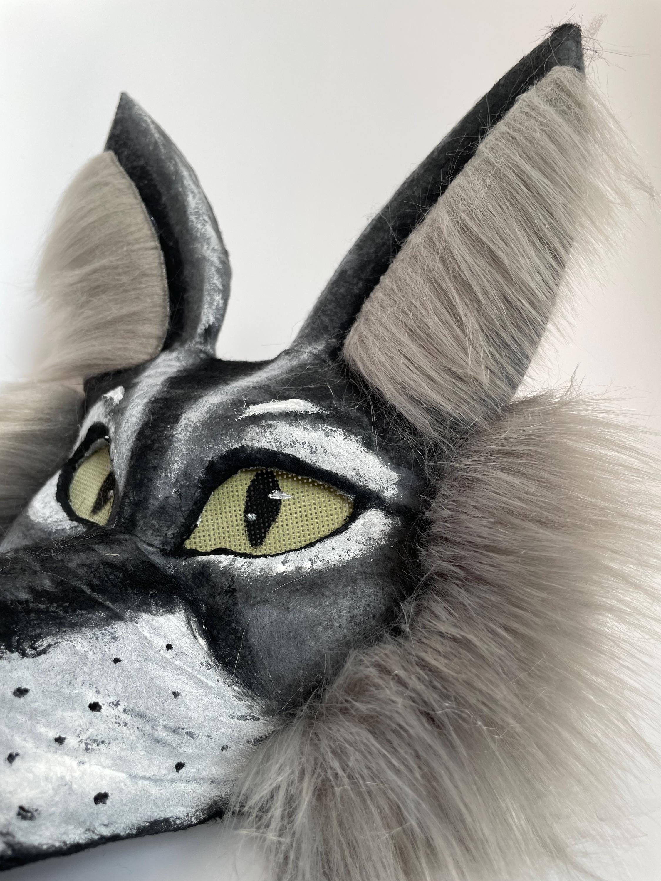 Therian Wolf Mask | Realistic Half Face Cosplay Mask | Faux Fur Wolf ...