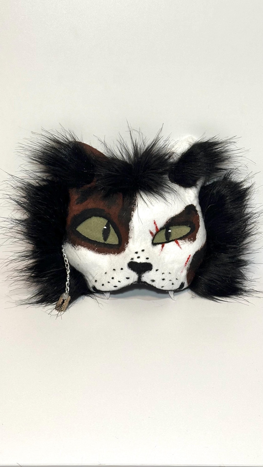 Therian Cat Mask | Handmade Warrior Cat Costume | Black White Faux Fur ...