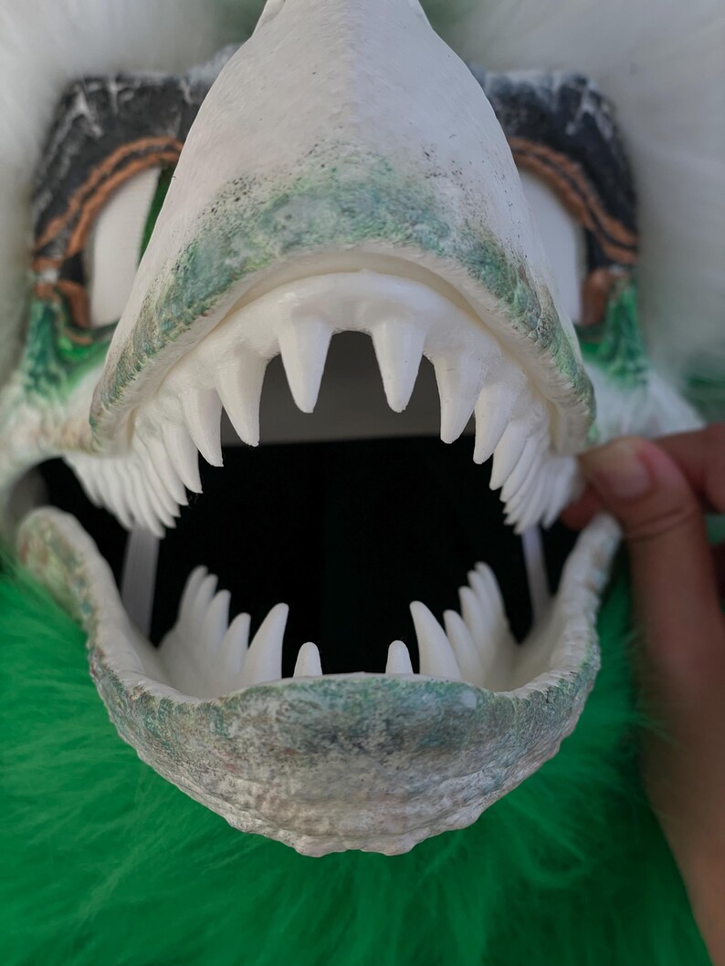 Crocodile Fursuit Head Premade Mask With Moving Jaw Faux Fur Raptor ...