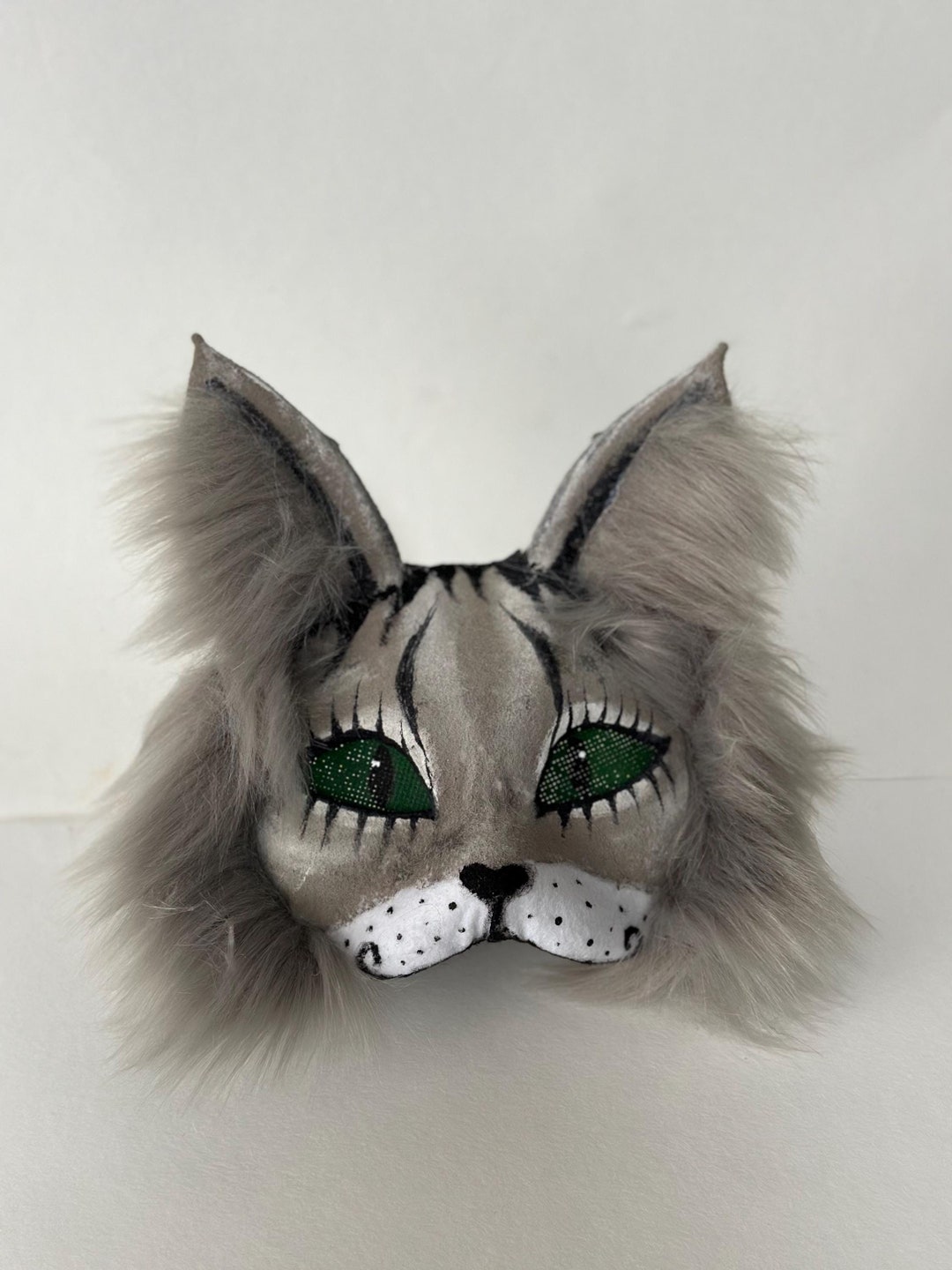 Therian Cat Mask | Handmade Furry Cosplay | Universal Size | White Gray ...