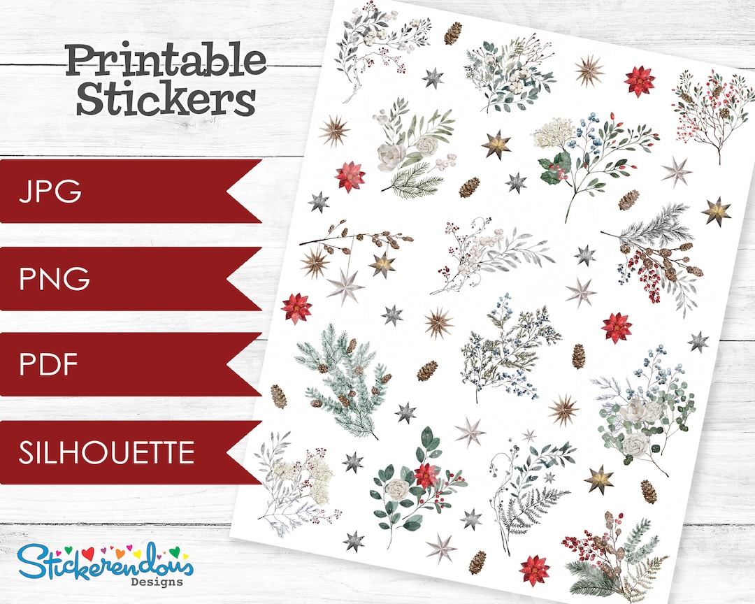 Winter Flora Printable Planner Decorative Stickers, Happy Planner, Erin ...
