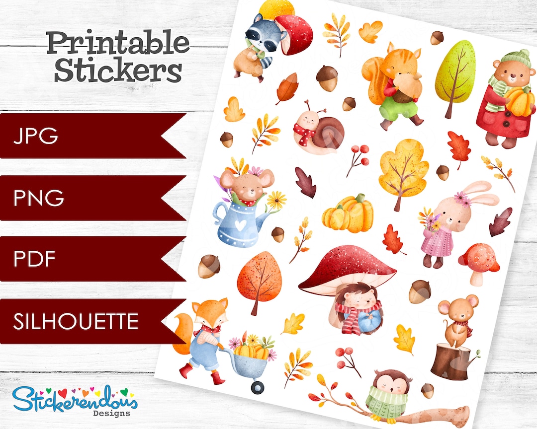 Autumn Woodland Animals Printable Watercolor Planner Decorative ...