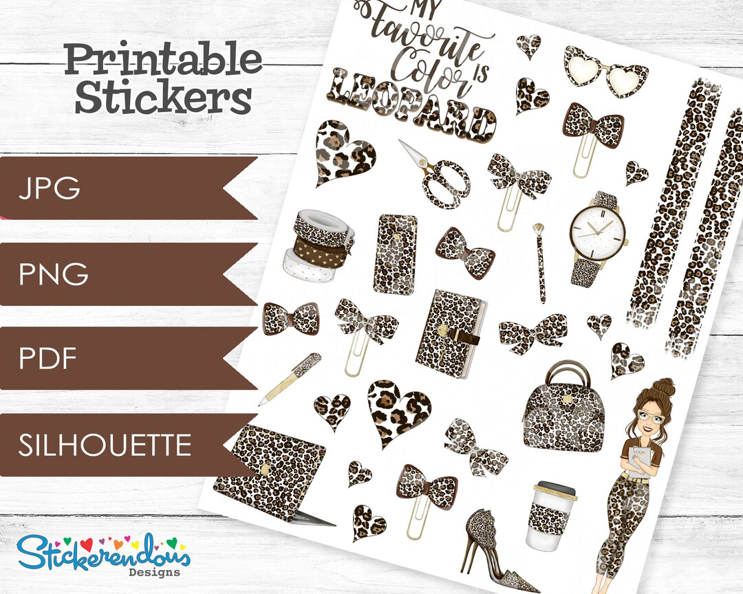 Leopard Planner Girl Printable Planner Decorative Stickers, Happy ...