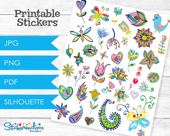 Doodle Floral Pastel Printable Planner Decorative Stickers - Etsy