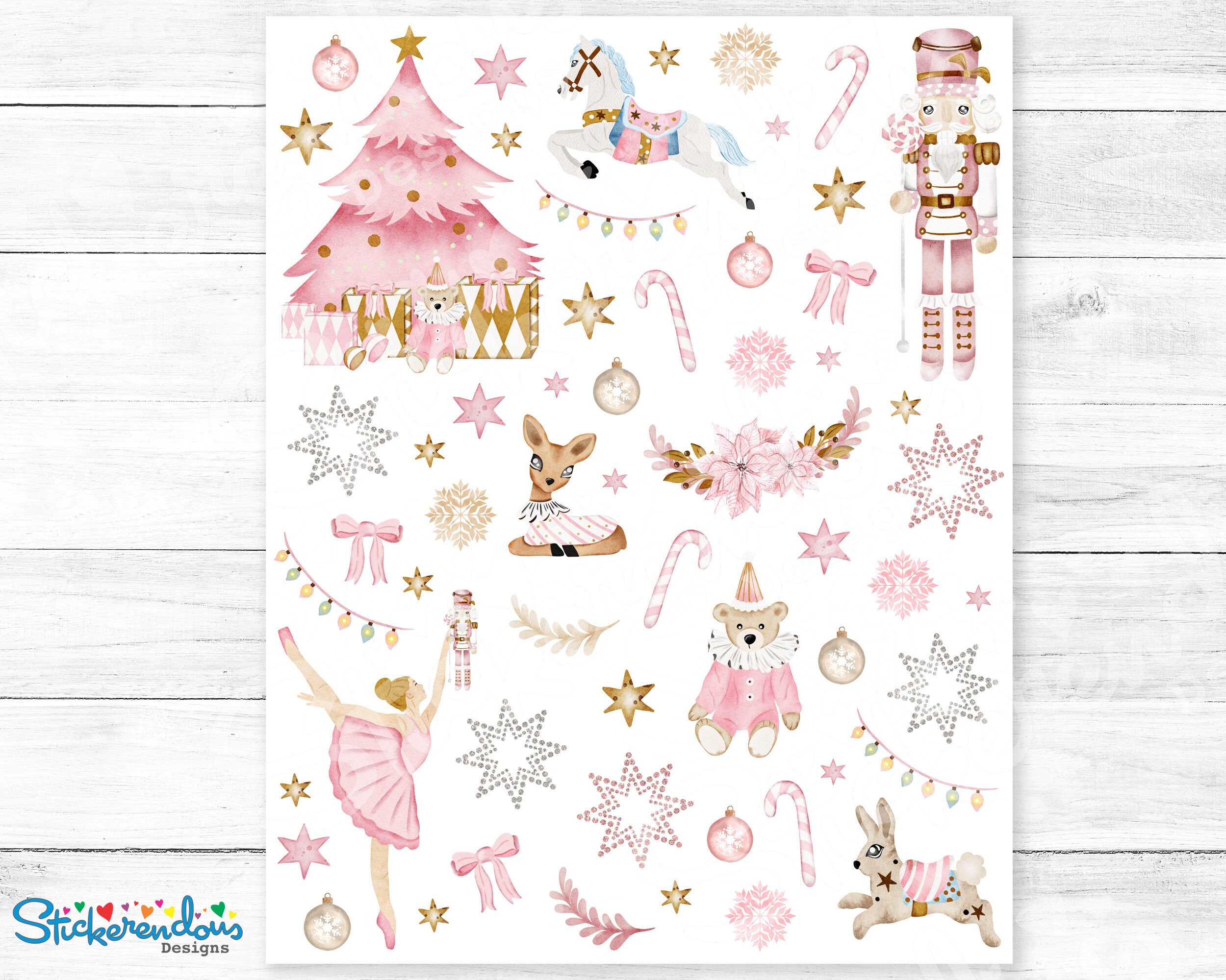 Christmas Pink Nutcracker Ballet Printable Planner Decorative Stickers ...