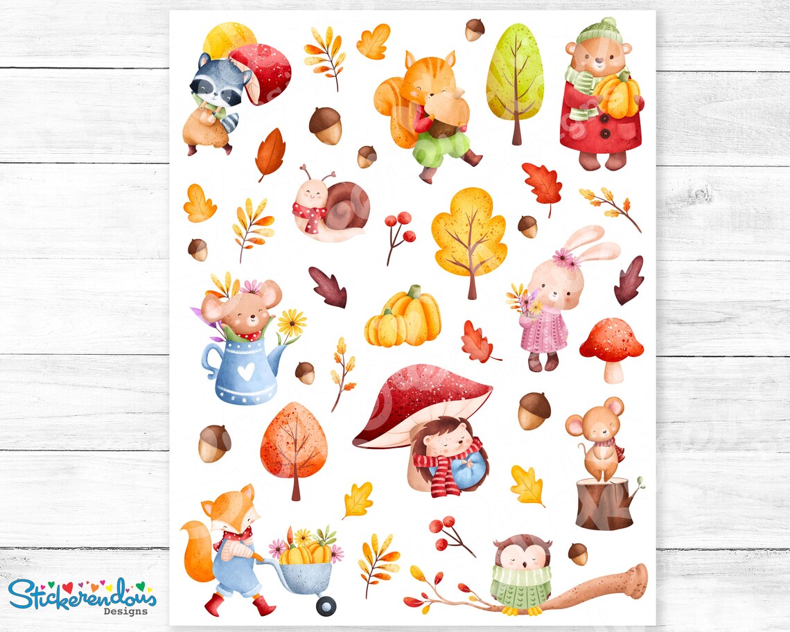 Autumn Woodland Animals Printable Watercolor Planner Decorative ...