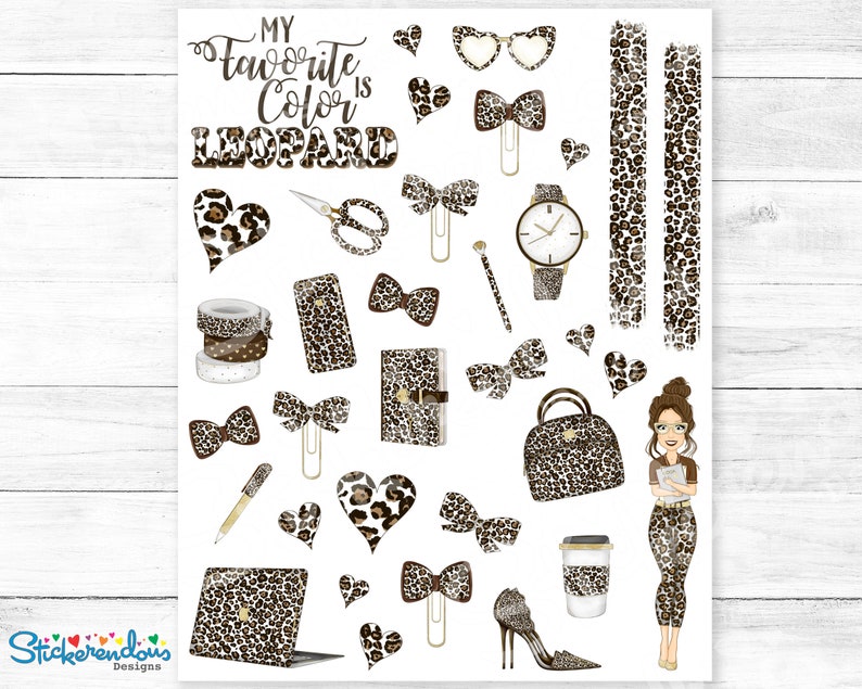 Leopard Planner Girl Printable Planner Decorative Stickers - Etsy