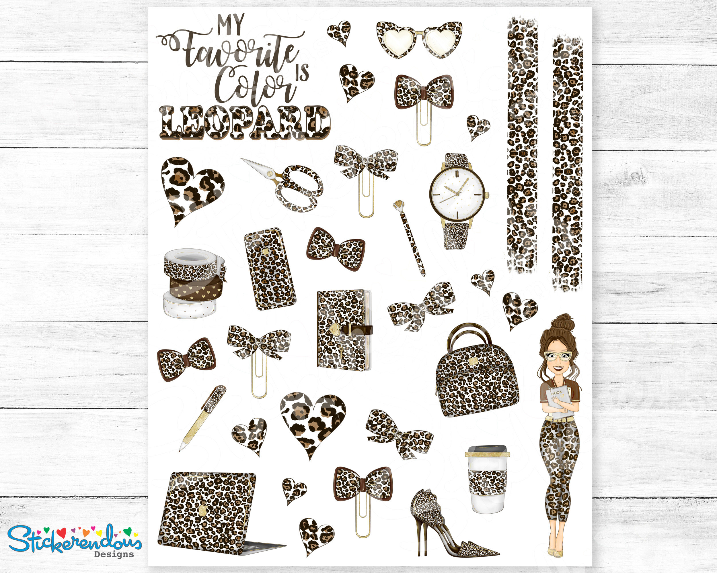 Leopard Planner Girl Printable Planner Decorative Stickers, Happy ...