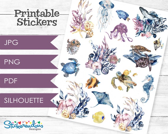 Summer Ocean Life Watercolor Printable Planner Decorative - Etsy