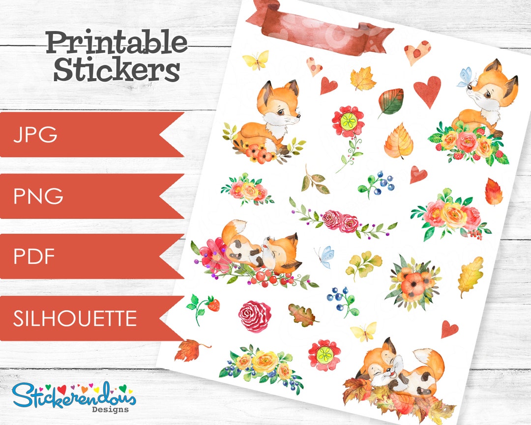 Silly Fall Foxes in Leaves Watercolor Autumn Printable Planner ...
