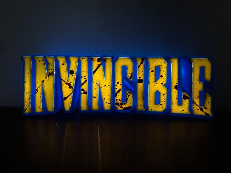 Invincible-inspired 3D Printed Sign - Geek Room Decor, Superhero Wall ...
