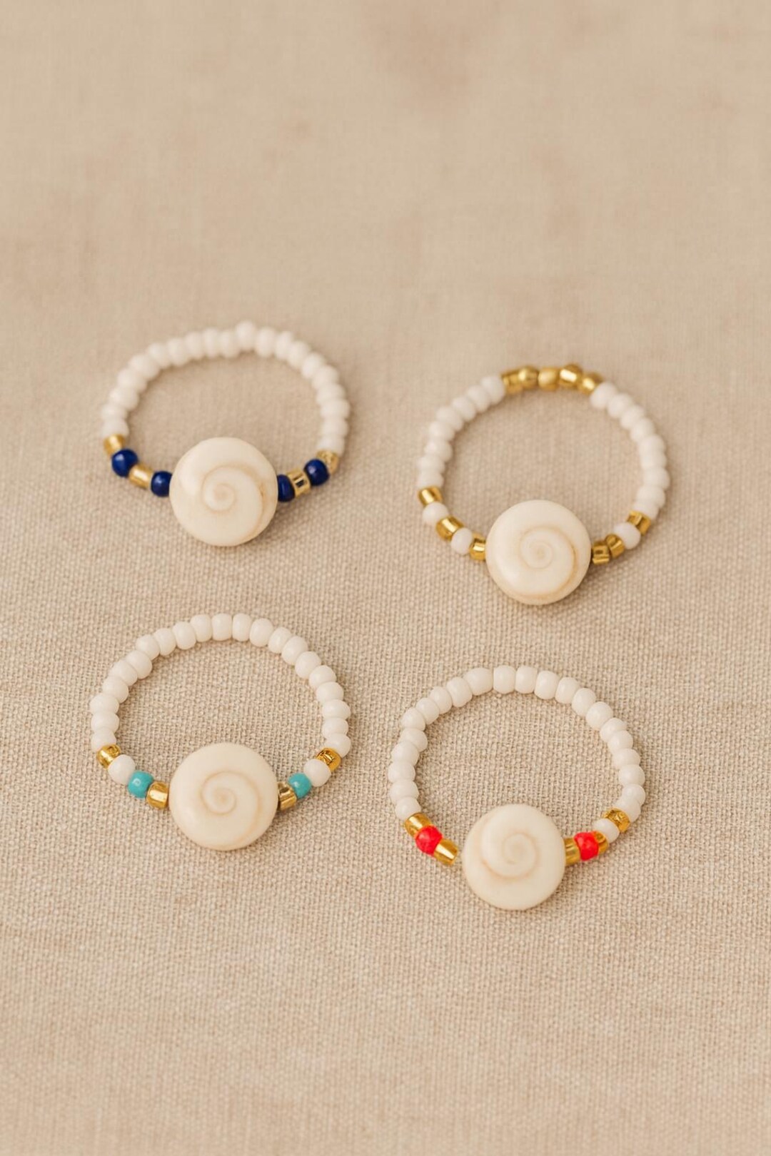 Authentic Shiva Shell Beaded Rings — Ocean Energy, Handmade Natural ...