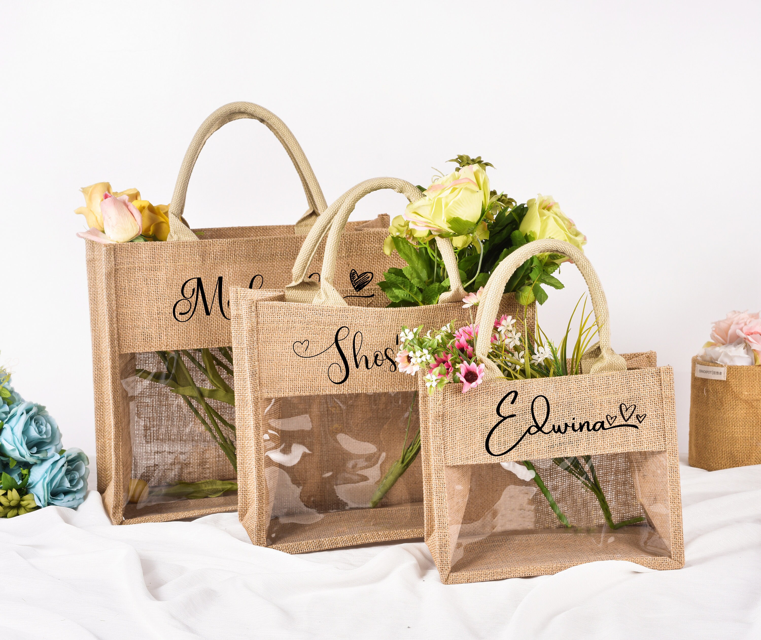 Bridesmaid Tote,bridesmaid Bag,bags Purses,jute Tote Bags,burlap Gift ...