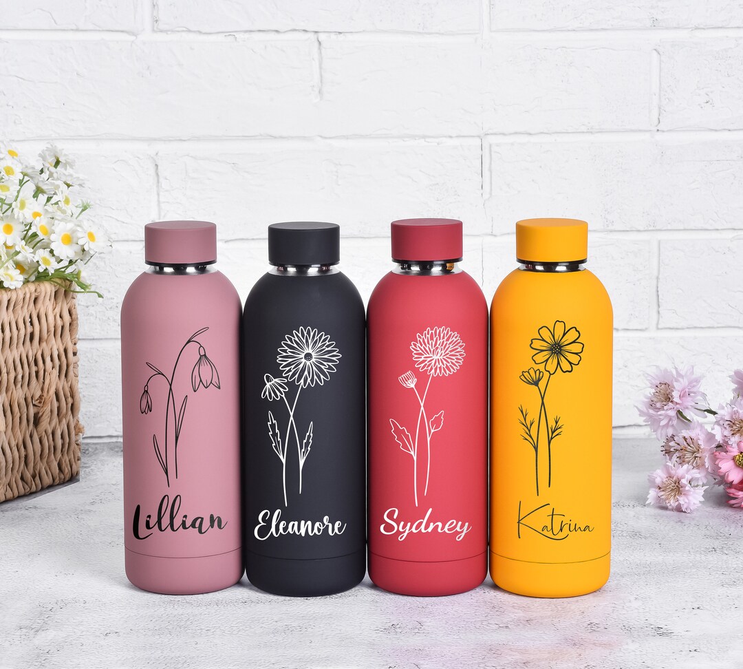 17oz Bottle,birth Flower Tumbler,personalized Tumbler,custom Tumbler ...