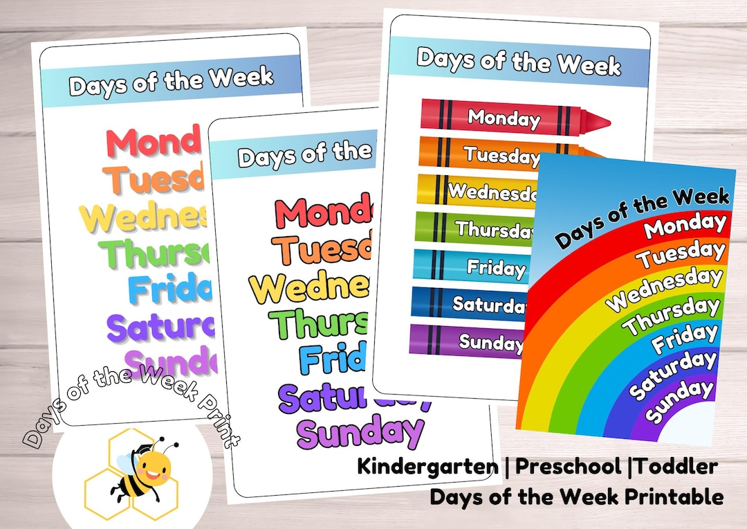Days of the Week Digital Print Learning Classroom Resource Kindergarten ...