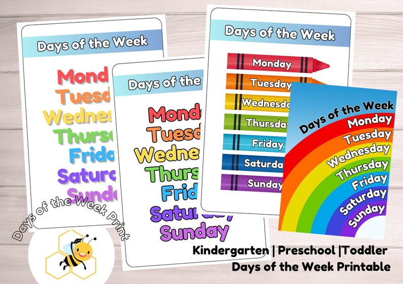 Days of the Week Digital Print Learning Classroom Resource Kindergarten ...