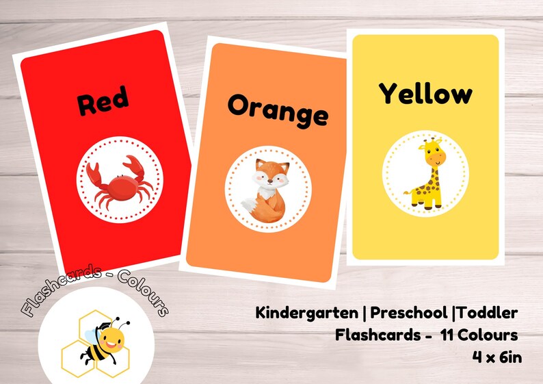 Flashcards Kindergarten Preschool Montessori Toddler 4x6in Learning 11 ...