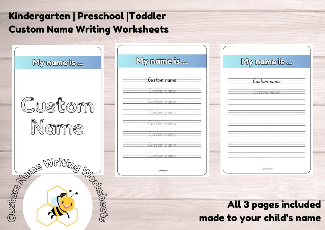 Custom Name Tracing Writing Worksheets Kindergarten Kindy Preschool ...