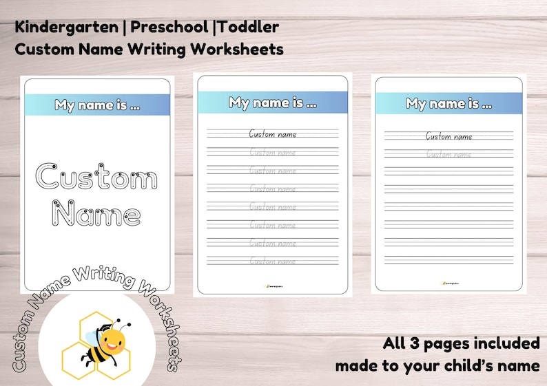 Custom Name Tracing Writing Worksheets Kindergarten Kindy Preschool ...