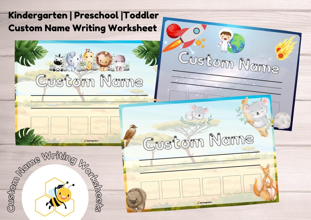 Custom Name Tracing Writing Worksheet Kindergarten Kindy Preschool ...