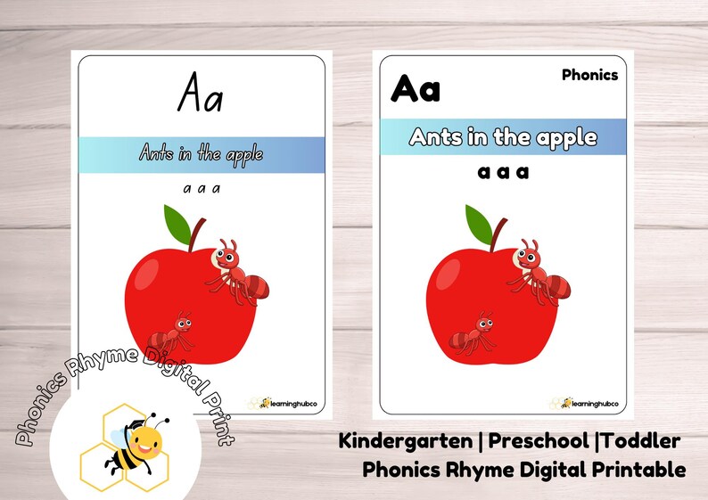 Phonic Rhyme Digital A4 Large Print Classroom Home Learning Resource ...