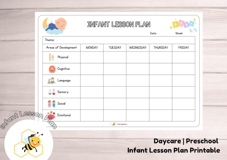 Simple Weekly Lesson Plan Template-infant Daycare Montessori Baby ...