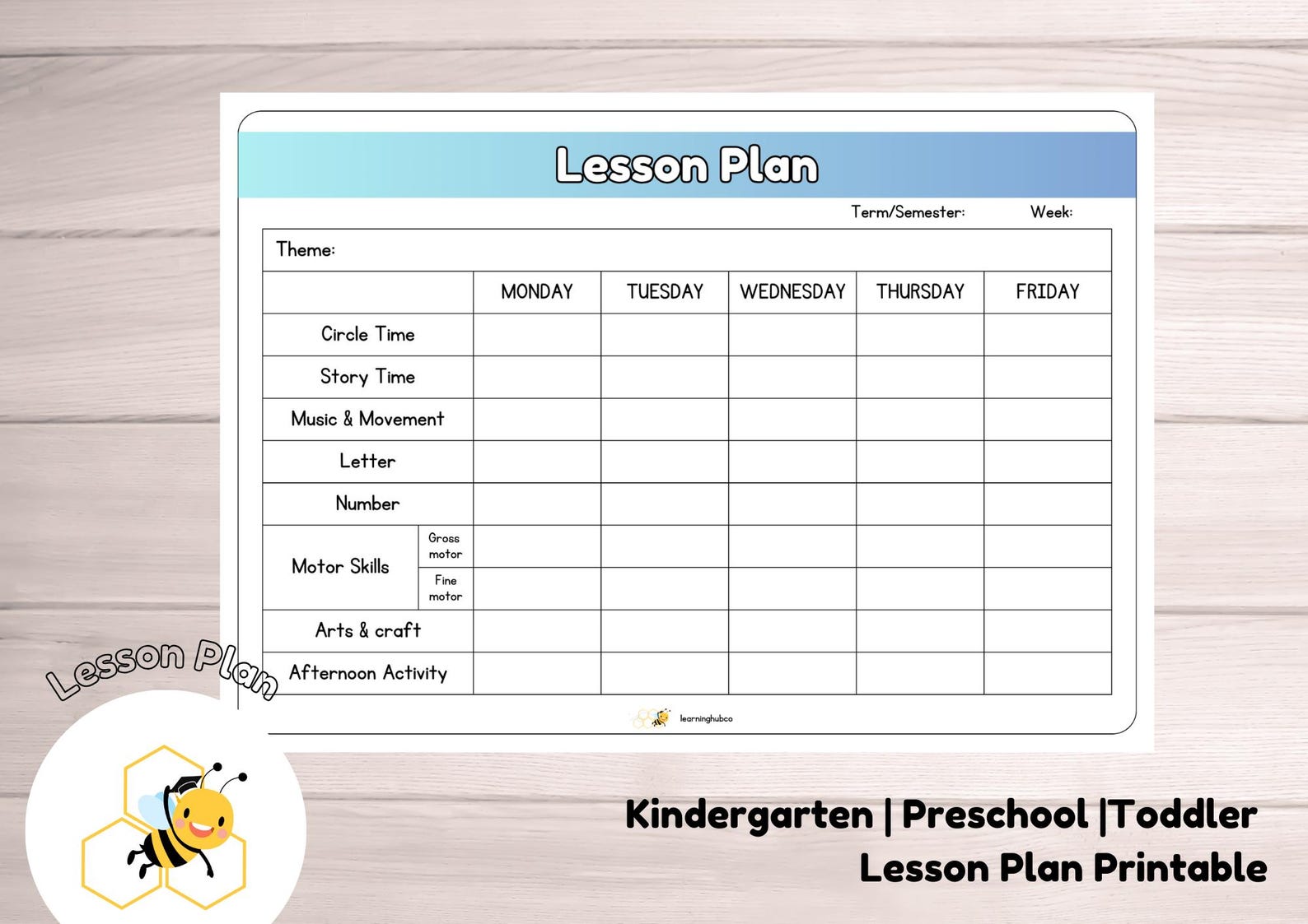 Simple Weekly Lesson Plan Template-preschool Prek Kindergarten Daycare ...