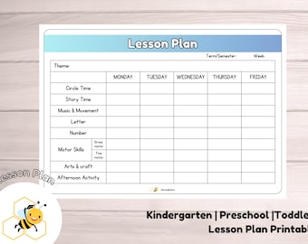 Simple Weekly Lesson Plan Template-preschool/prek/ Kindergarten/daycare ...