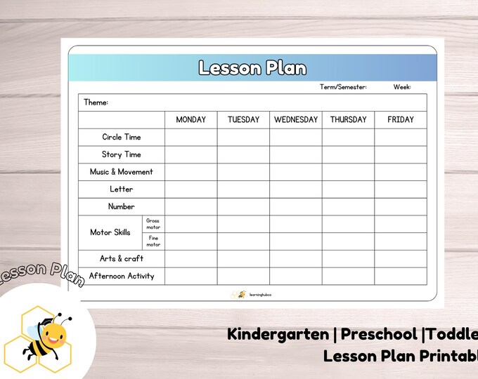 Simple Weekly Lesson Plan Template-preschool/prek/ Kindergarten/daycare ...