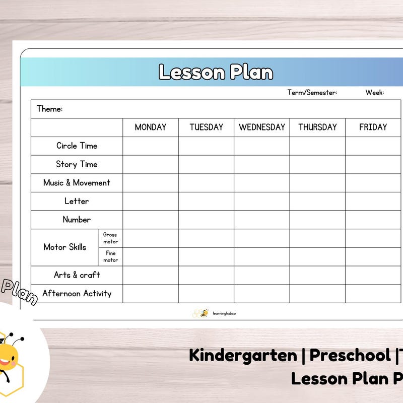 Pre K Lesson Plan Template - Etsy