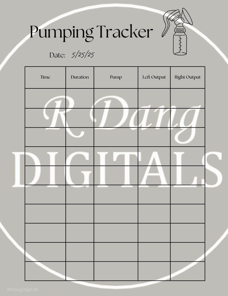 Breastmilk Pumping Tracker: Daily Milk Output Chart (PDF Download - Etsy