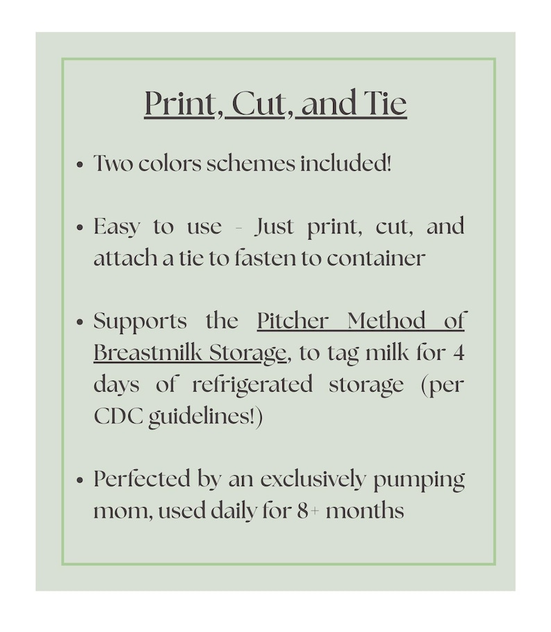 Breastmilk Pitcher Method Labels | Reusable Breast Milk Storage Tags ...