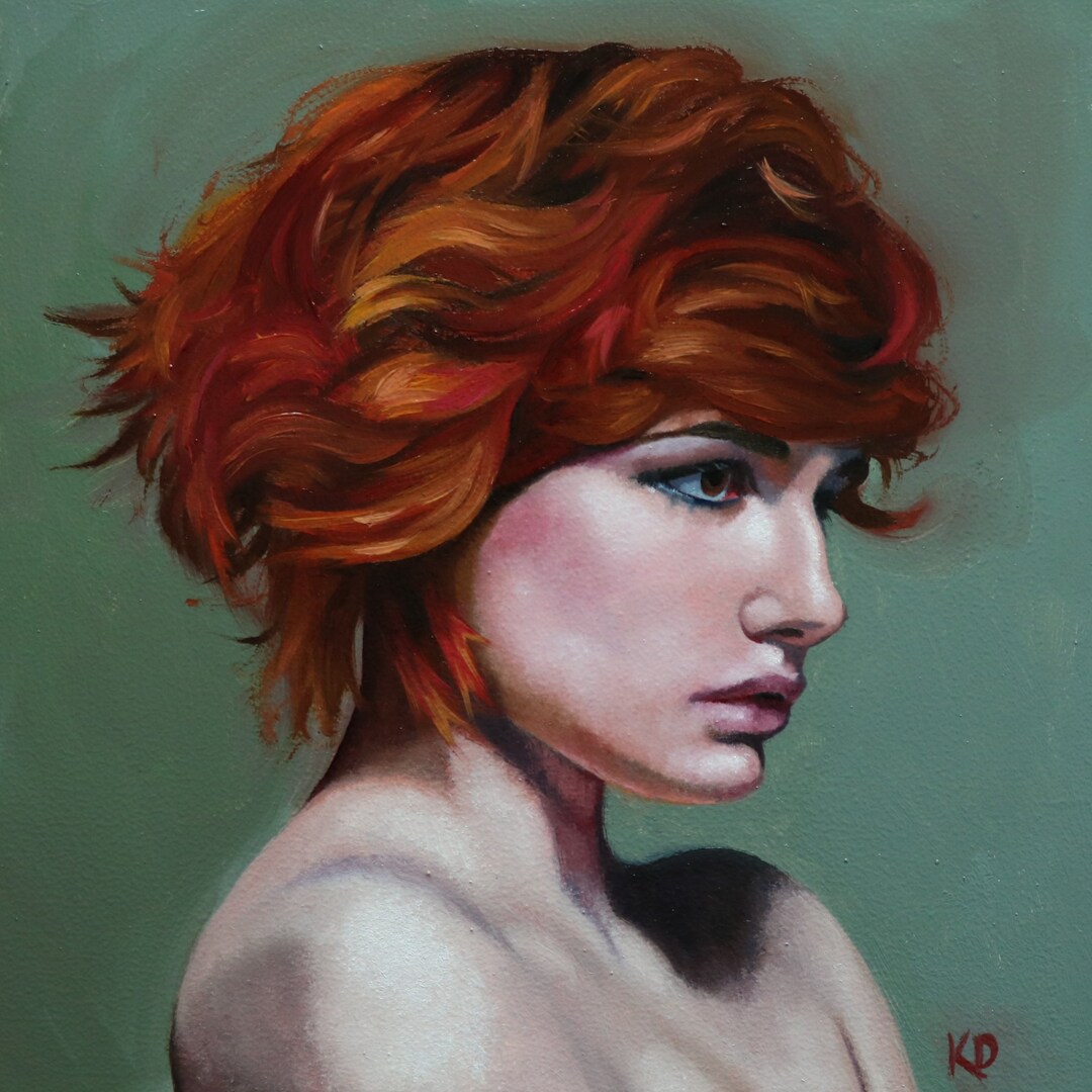 Vamp Original Oil 8x8 classical Portrait Narrative Figurative Painting by Kimberly Dow - Etsy