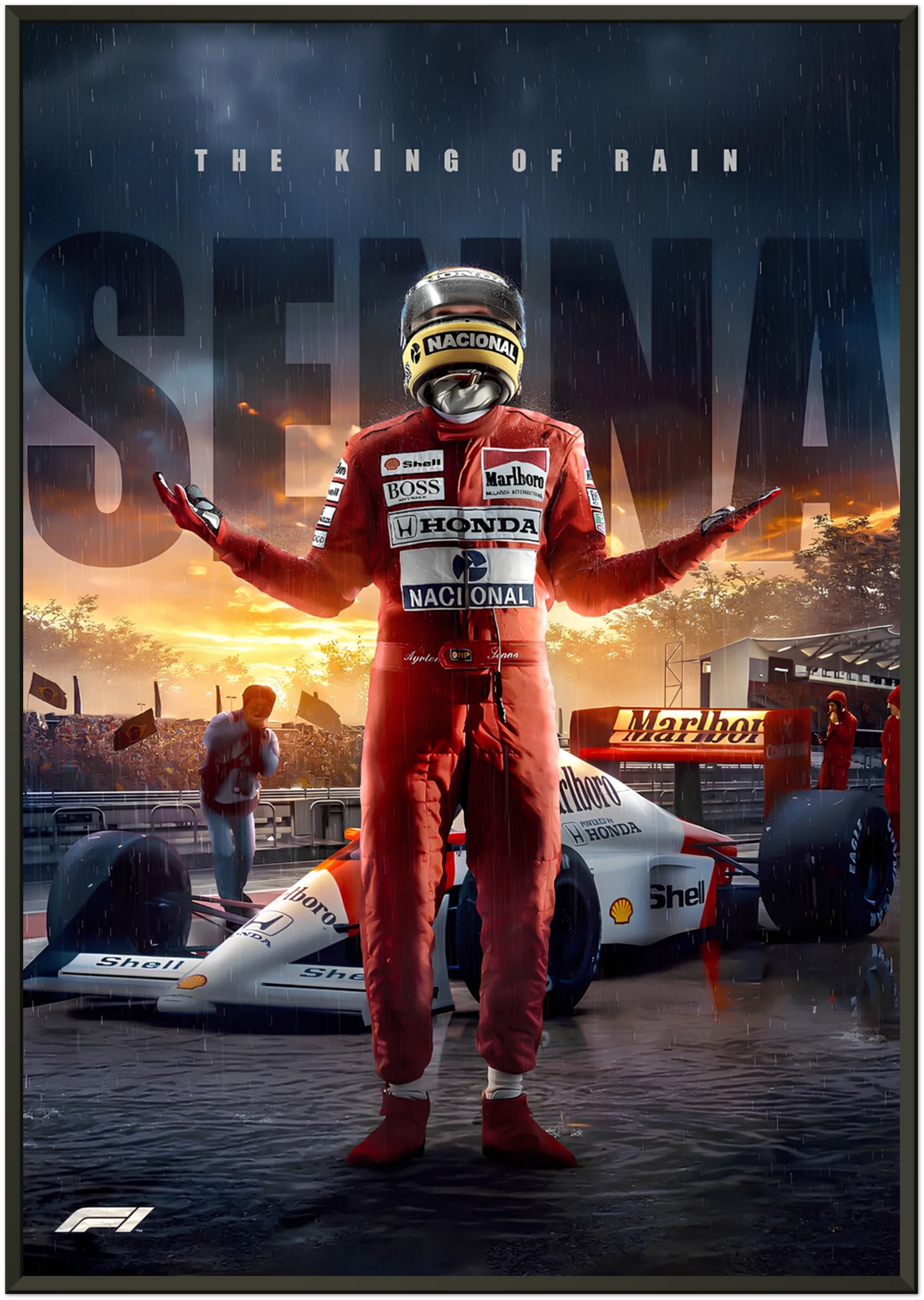 Ayrton Senna Poster, Marlboro Honda Single Seater, Formula 1 Print, F1 ...