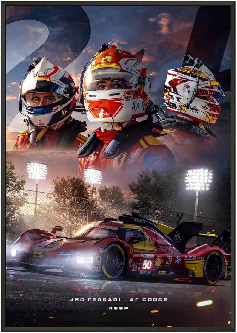 Ferrari #50 Hypercar 499P Poster, 24H Le Mans Winner, Motorsport Print ...
