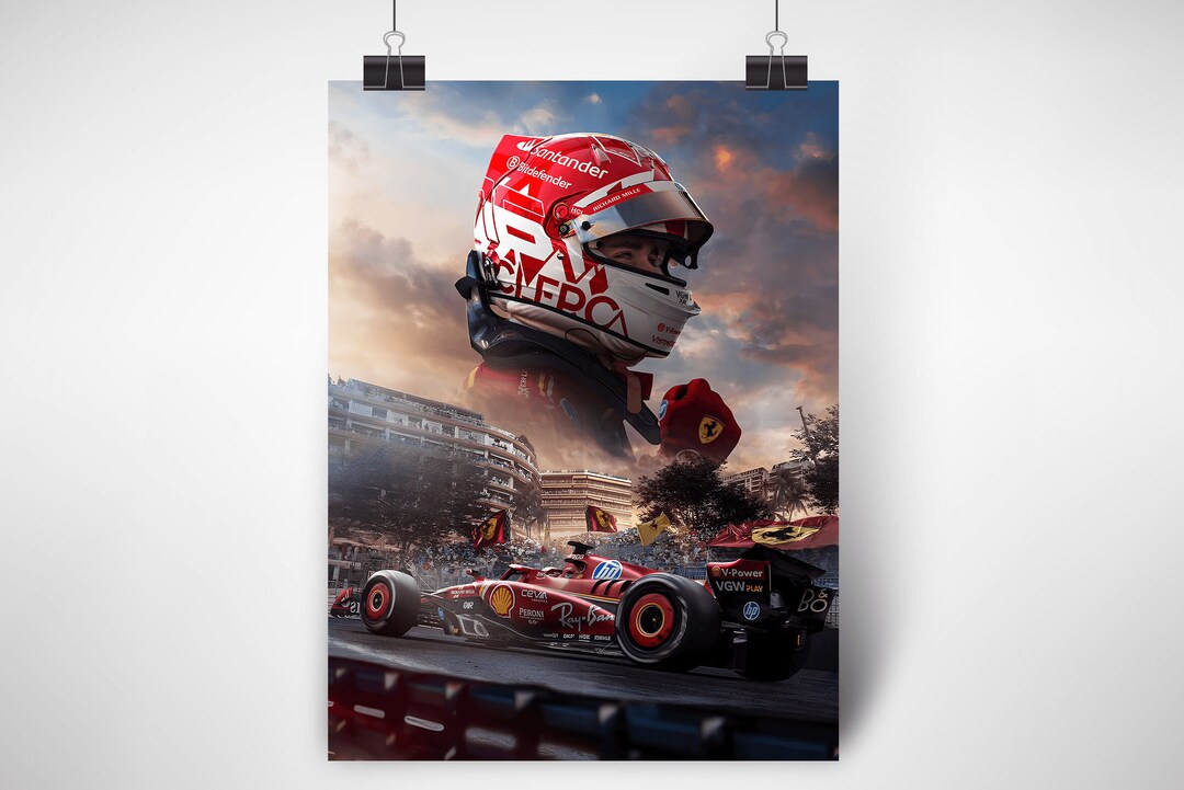 Charles Leclerc Poster, Pole Position and Winner Monaco GP 2024 With ...