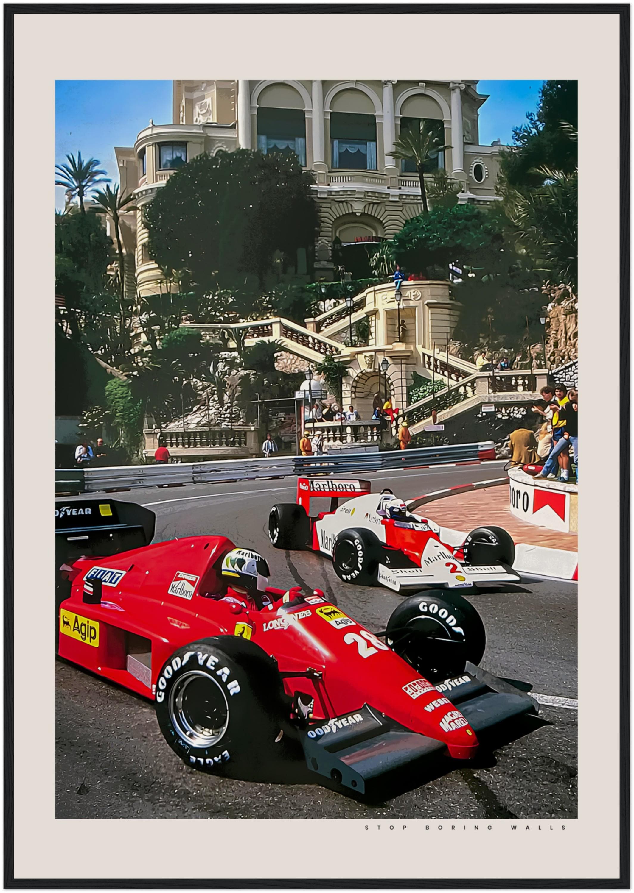 Alain Prost and Niki Lauda Poster, Mclaren MP4/2 Print, Vintage Monaco ...