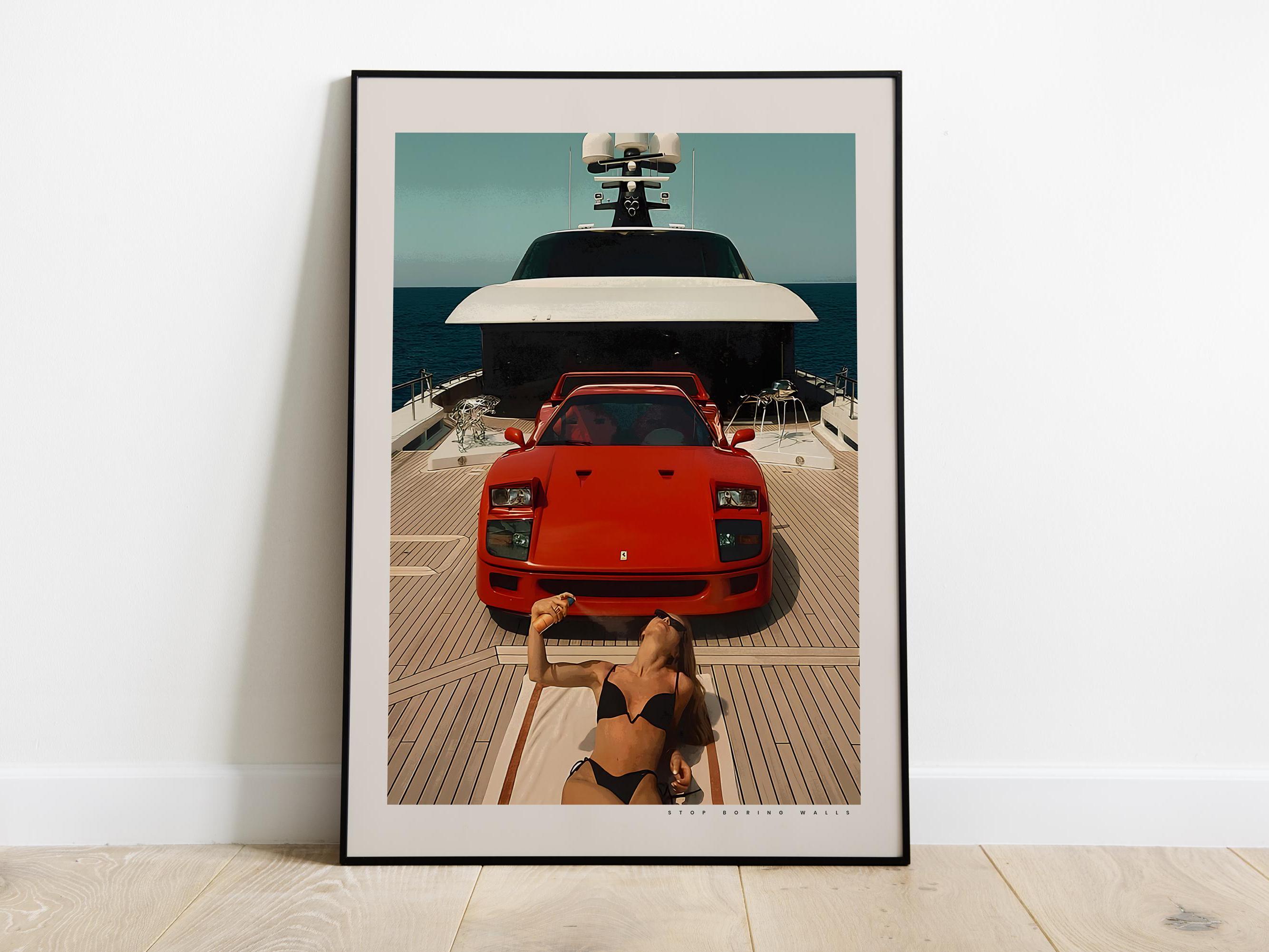 Ferrari F40 Poster, Vintage Ferrari Poster, Vintage Ferrari Print, Vintage Ferrari Wall Art ...