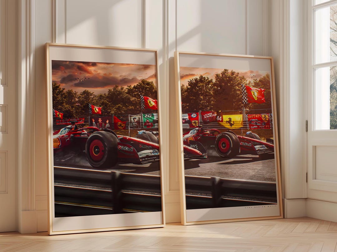 Set of 2 F1 Monza 2025 Posters, Charles Leclerc and Lewis Hamilton ...