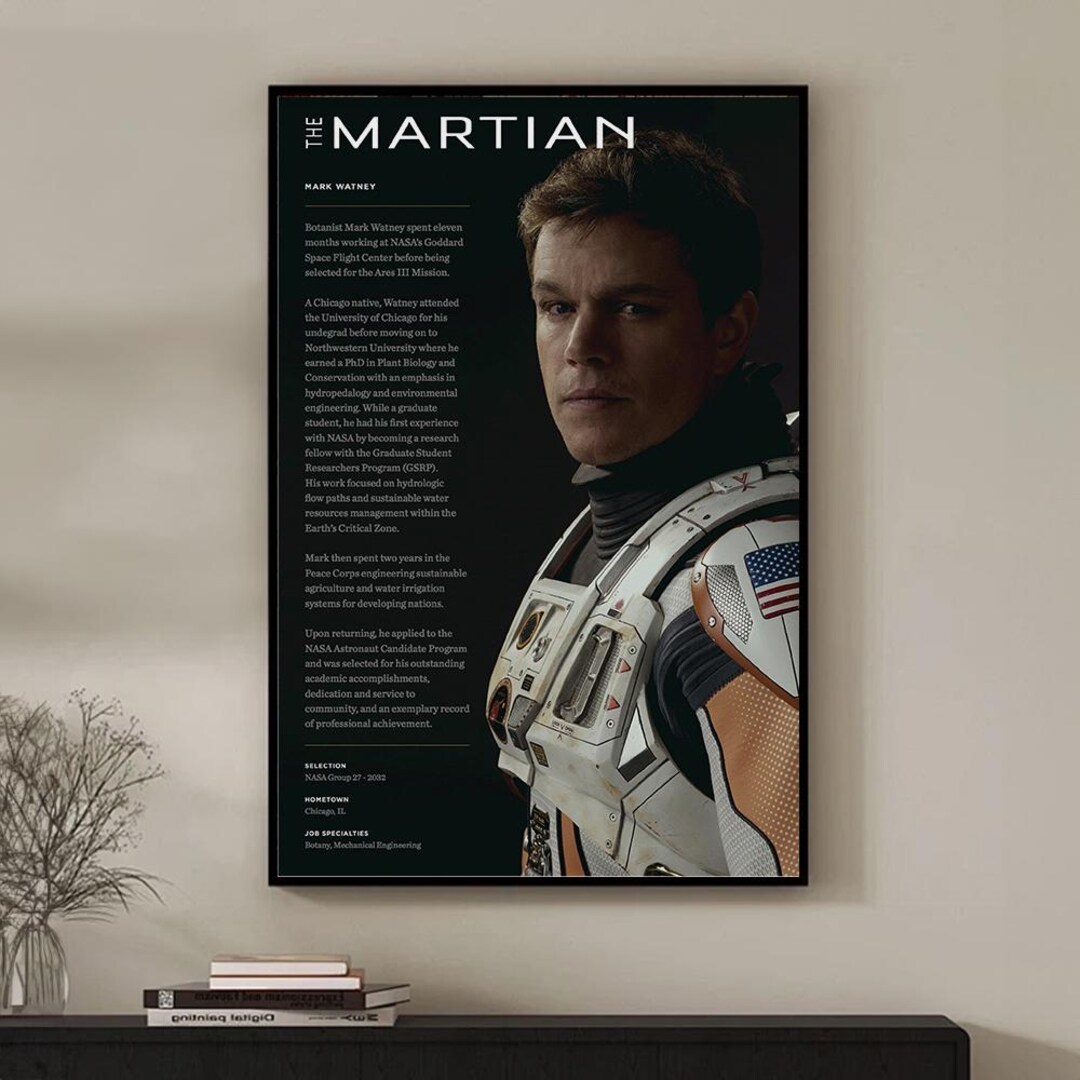 The Martian Movie Poster, Retro Home Decor, Wall Art, Vintage Living ...