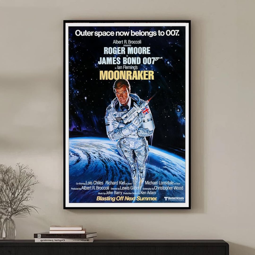 Moonraker Movie Poster, Retro Home Decor, Wall Art, Vintage Living Room ...