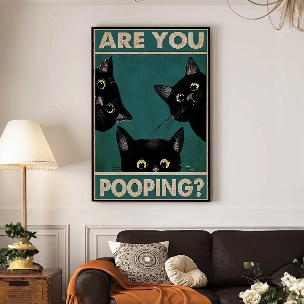 Are You Pooping Funny Bathroom Retro Poster, Retro Home Decor, Wall Art ...