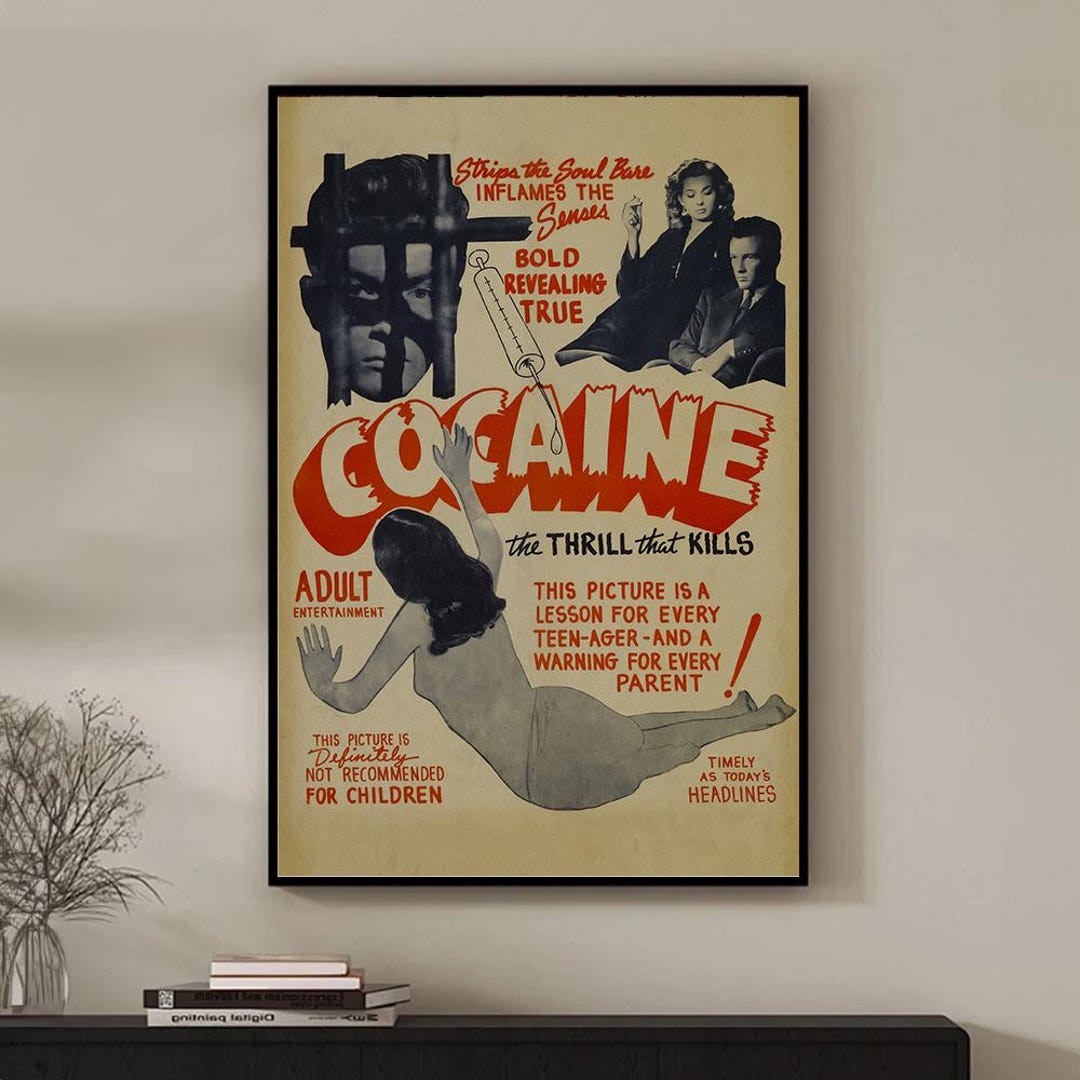 Cocaine 1930's Drug Retro Movie Poster, Retro Home Decor, Wall Art ...