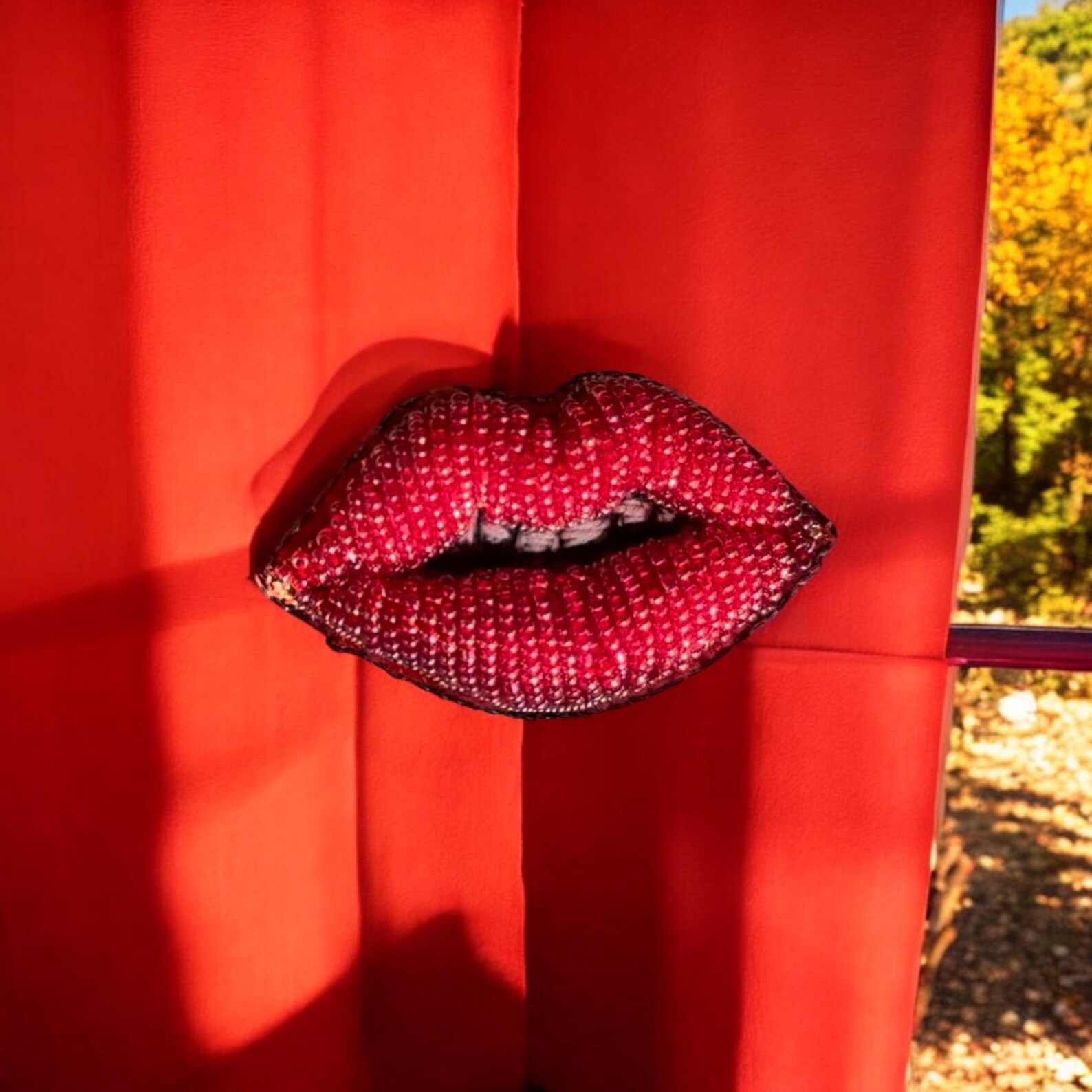 Red Lip Brooch, Red Lips Jewelry, Embroidered Colorful Brooch, Red Lip ...