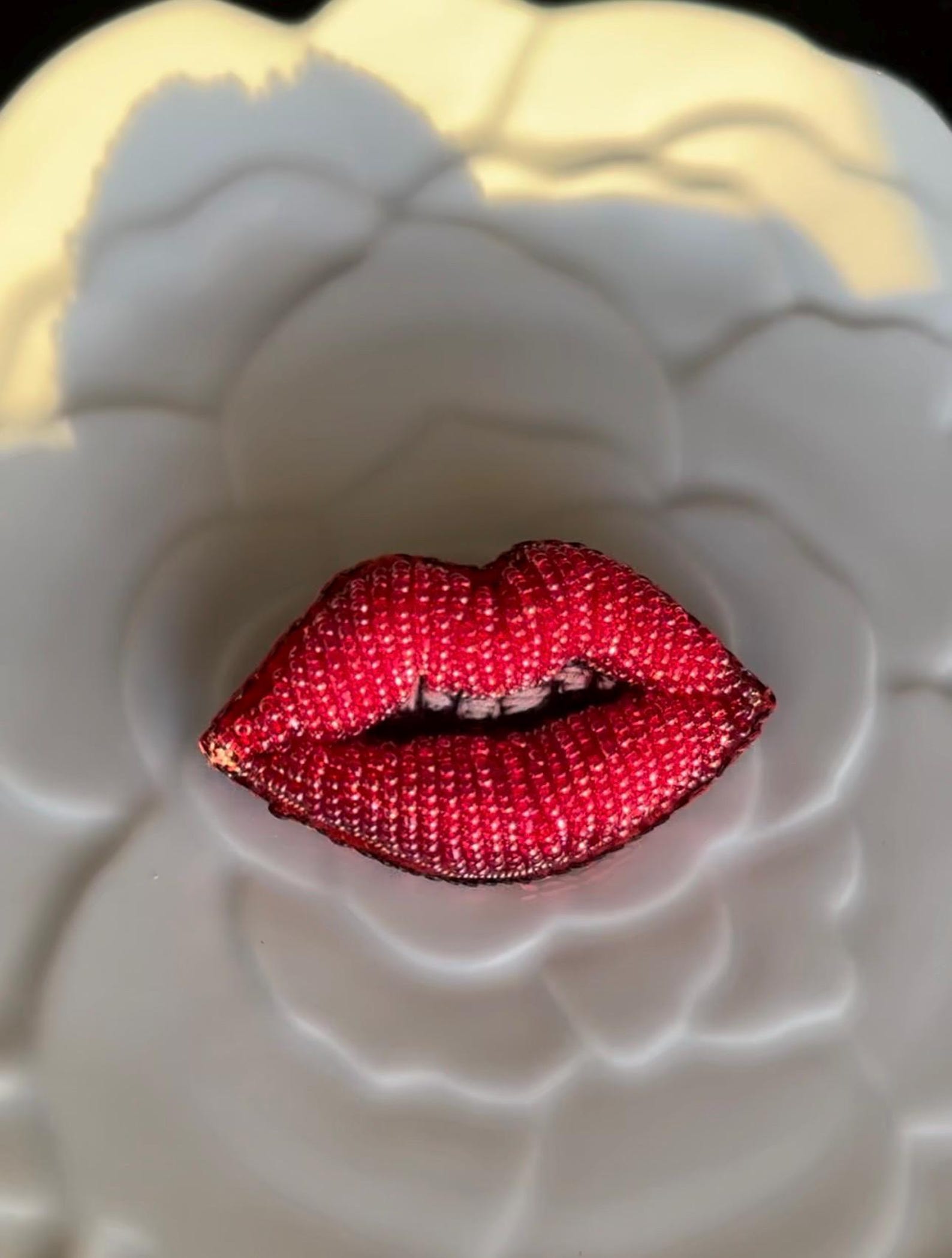 Red Lip Brooch, Red Lips Jewelry, Embroidered Colorful Brooch, Red Lip ...