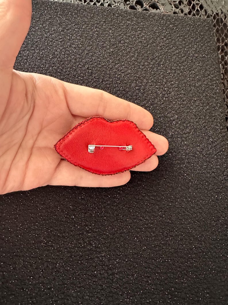 Red Lip Brooch, Red Lips Jewelry, Embroidered Colorful Brooch, Red Lip ...