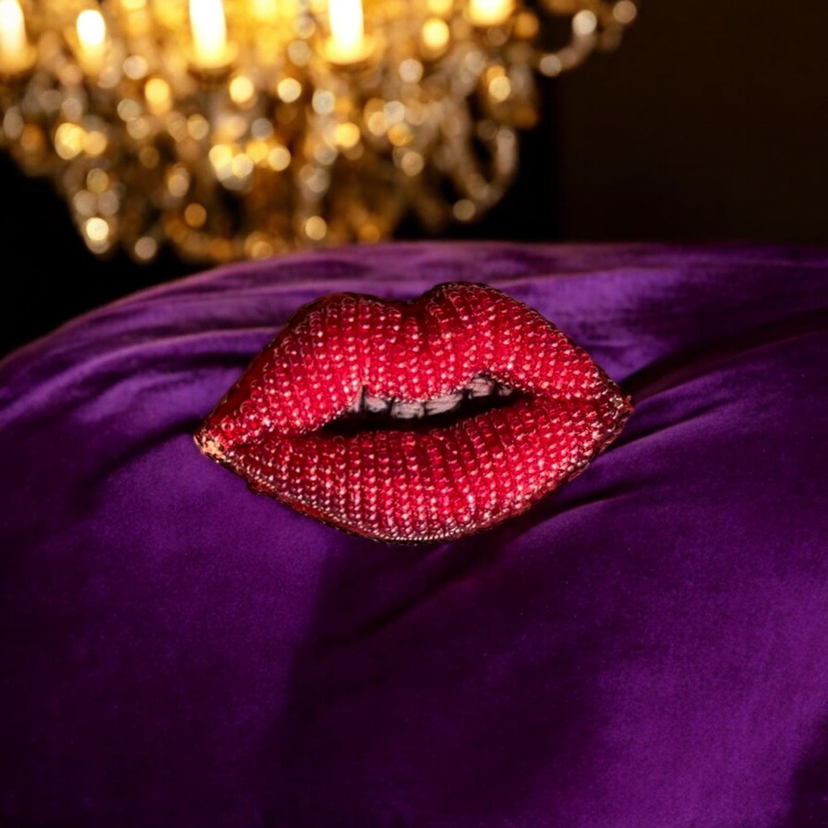 Red Lip Brooch, Red Lips Jewelry, Embroidered Colorful Brooch, Red Lip ...