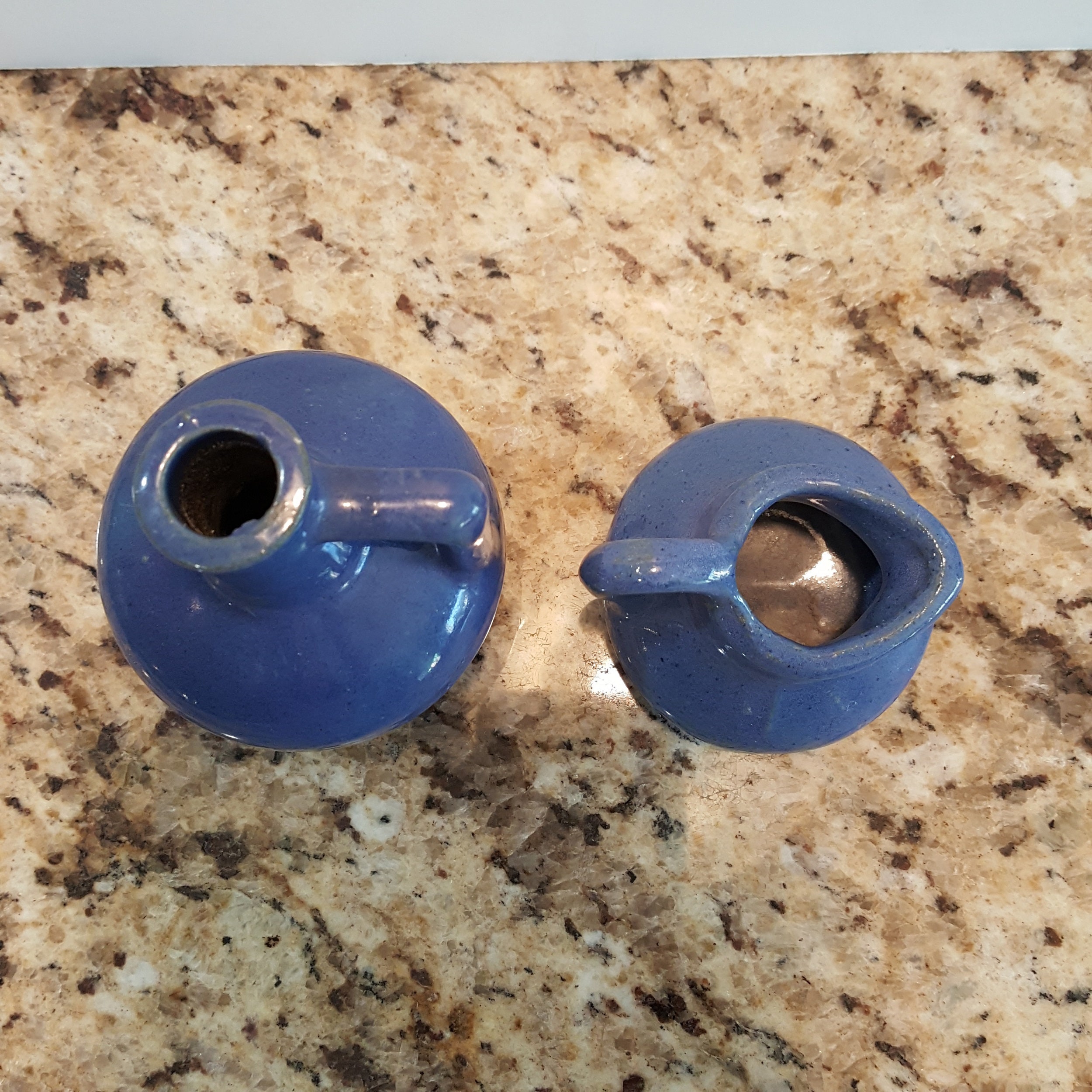 Pair of Miniature Handmade Blue Pottery Pitchers - Etsy