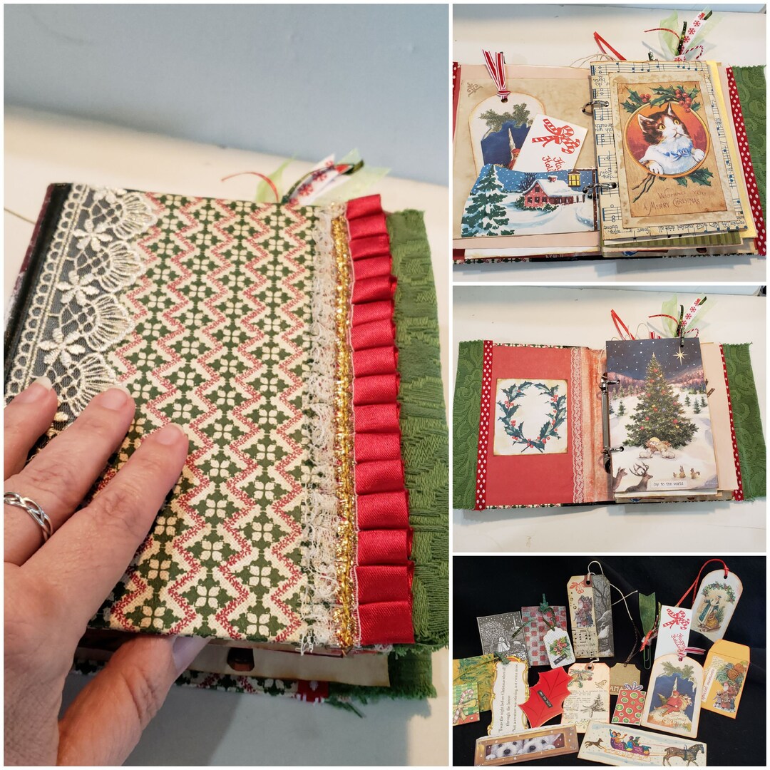 Handmade Christmas Junk Journal Repurposed Vintage Book With 2 Ring ...