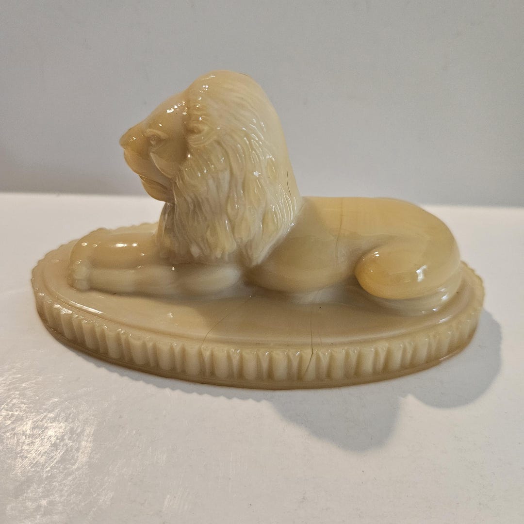 Summit Art Glass Co Lion Tan Slag Glass Paperweight - Etsy